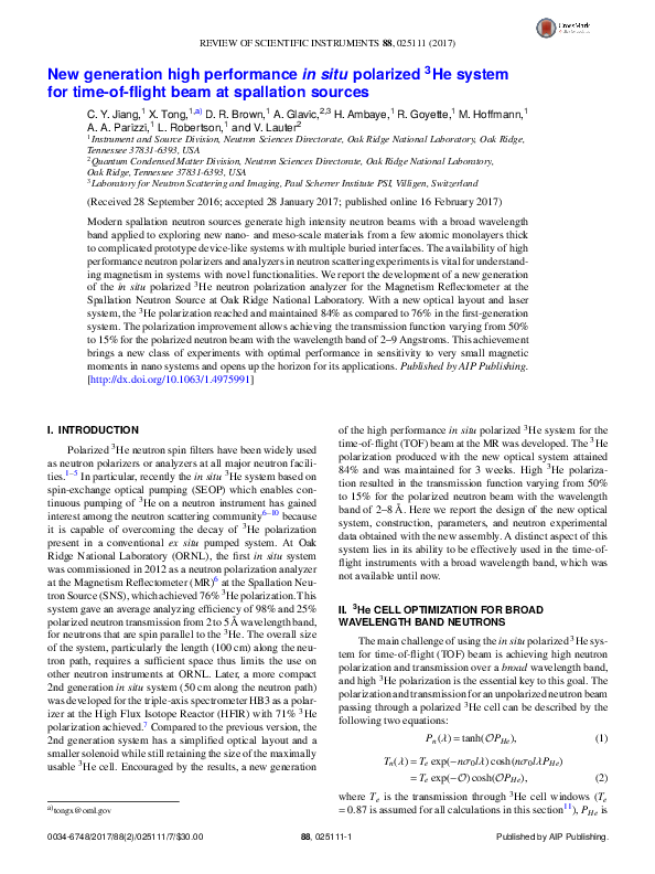 (PDF) New generation high performance in situ polarized 3He system for ...