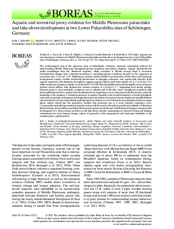 (PDF) Aquatic and terrestrial proxy evidence for Middle Pleistocene ...