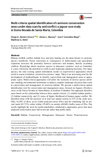 (PDF) Multi-criteria spatial identification of carnivore conservation areas under data scarcity ...