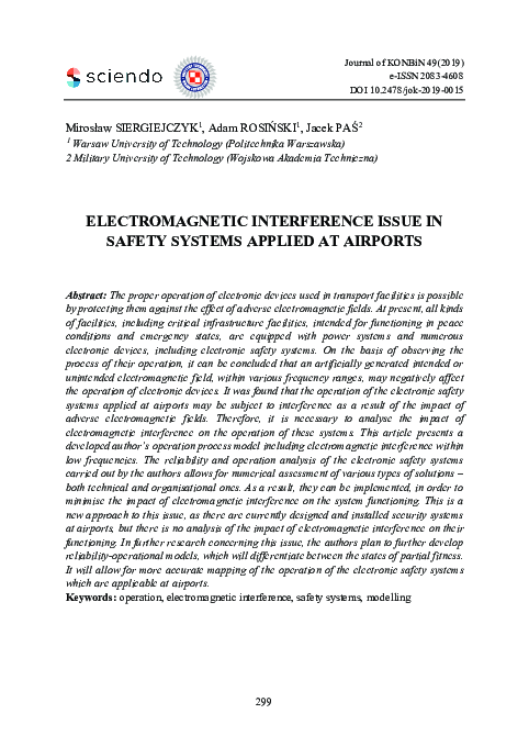 (PDF) Electromagnetic Interference Issue in Safety Systems Applied at Airports