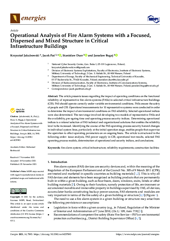 (PDF) Operational Analysis of Fire Alarm Systems with a Focused ...