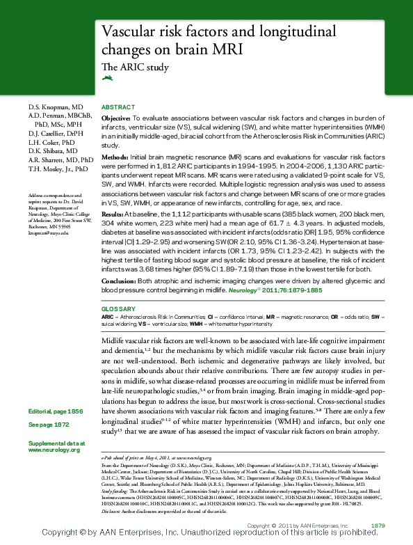 (PDF) Vascular risk factors and longitudinal changes on brain MRI: The ...