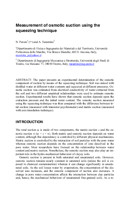 (PDF) Measurement of osmotic suction using the squeezing technique