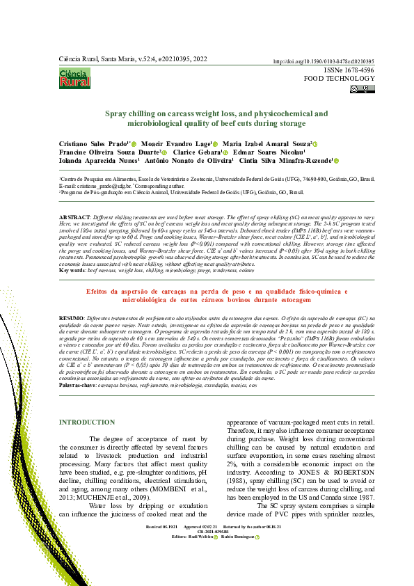 (PDF) Spray chilling on carcass weight loss, and physicochemical and ...