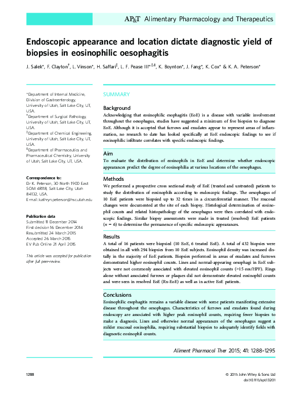 (PDF) Endoscopic appearance and location dictate diagnostic yield of ...
