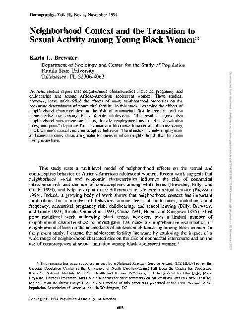 (PDF) Neighborhood Context and the Transition to Sexual Activity among ...
