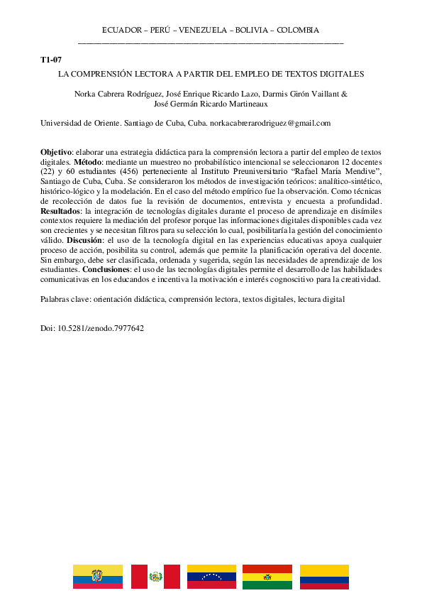 (PDF) La Comprensión Lectora a Partir Del Empleo De Textos Digitales
