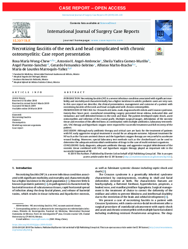(PDF) Necrotizing fasciitis of the neck and head complicated with ...