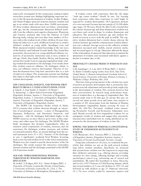 (PDF) Age and Three-Dimensional Wisdom: Variations by Wisdom Dimensions ...