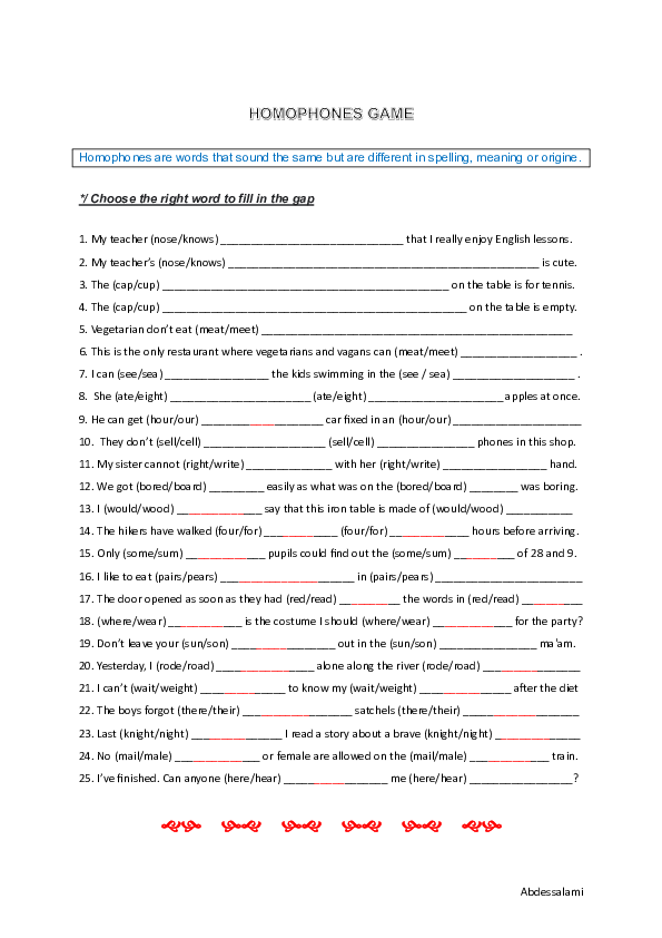 (PDF) Homophones Game