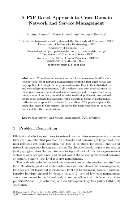 (PDF) P2P Overlays for Cross-Domain Management