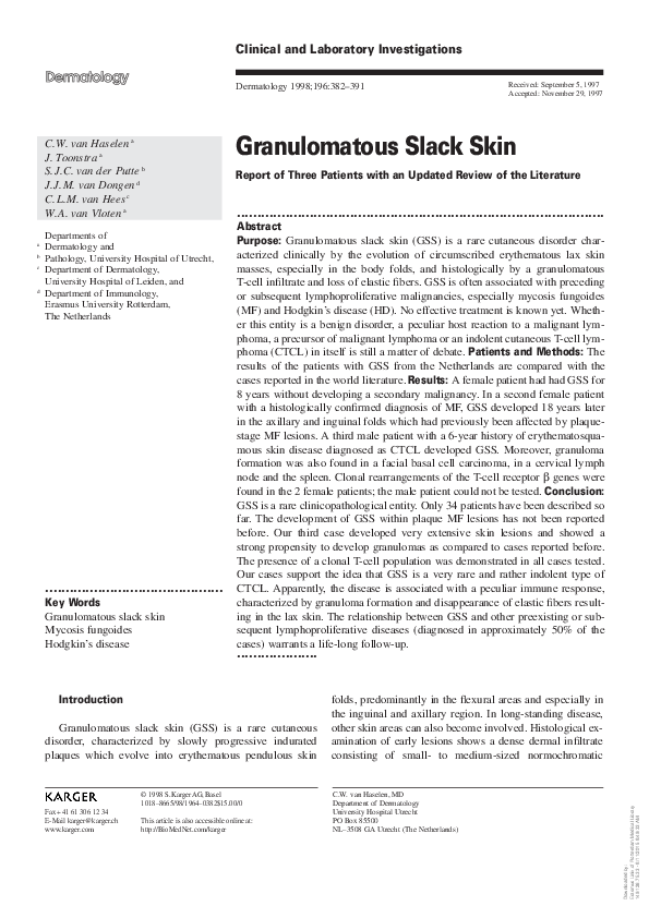 (PDF) Granulomatous Slack Skin