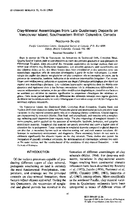(PDF) Clay-Mineral Assemblages from Late Quaternary Deposits on ...