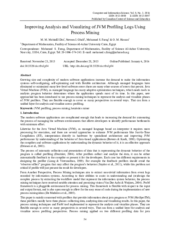 (PDF) Improving Analysis and Visualizing of JVM Profiling Logs Using Process Mining