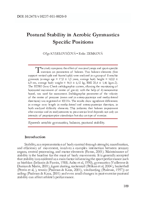 (PDF) Postural Stability in Aerobic Gymnastics Specific Positions