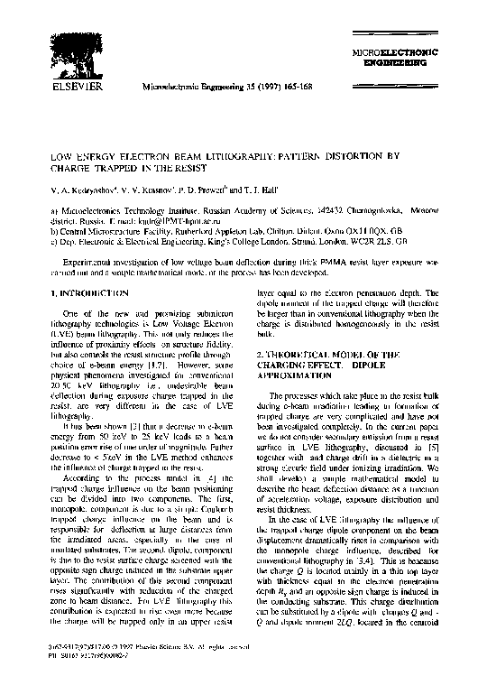 (PDF) Low energy electron beam lithography: Pattern distortion by ...