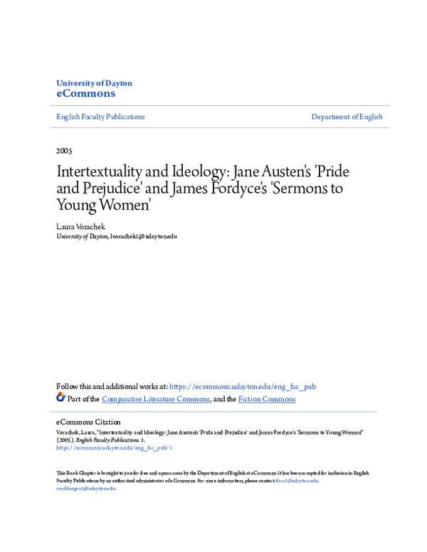 (PDF) Intertextuality and Ideology: Jane Austen\u27s \u27Pride and ...