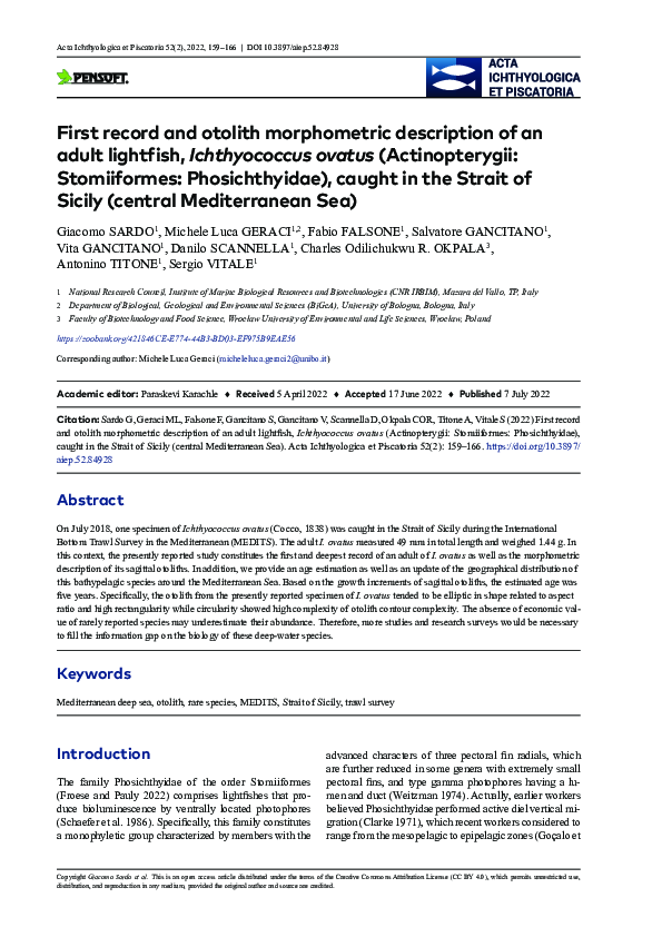 (PDF) First record and otolith morphometric description of an adult ...