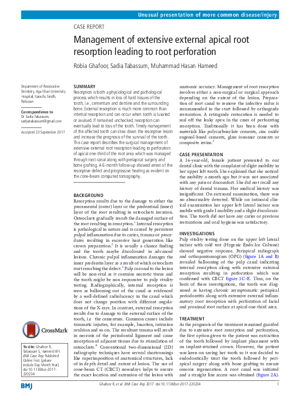 (PDF) Management of extensive external apical root resorption leading ...