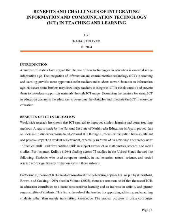 (PDF) BENEFITS AND CHALLENGES OF INTEGRATING INFORMATION AND ...