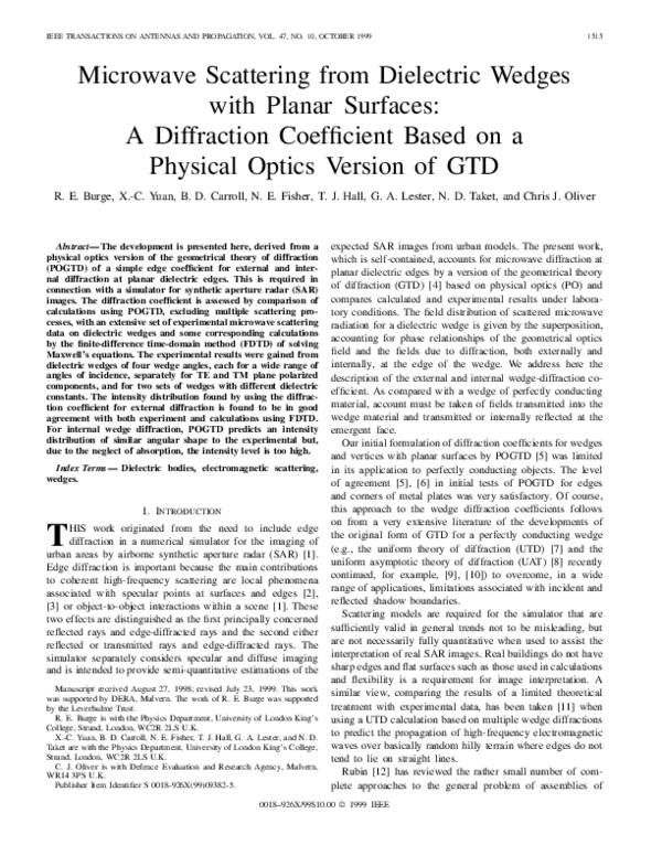 (PDF) Microwave scattering from dielectric wedges with planar surfaces ...