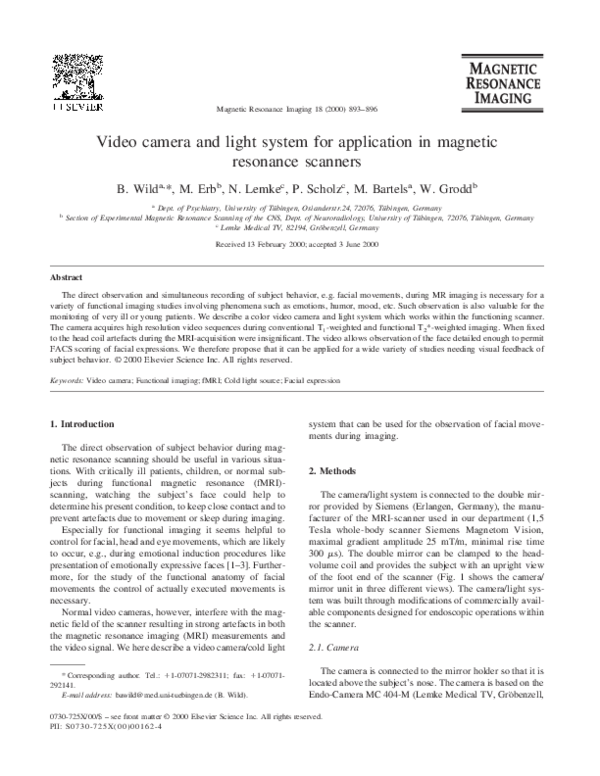 (PDF) Video camera and light system for application in magnetic ...