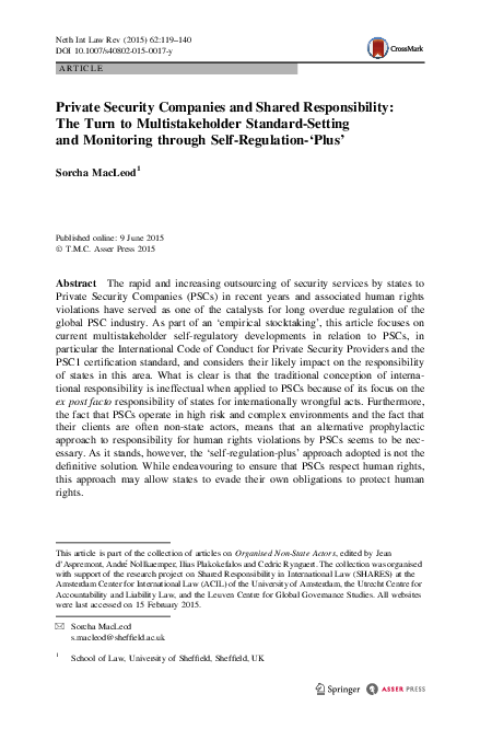 (PDF) Private Security Companies and Shared Responsibility: The Turn to ...