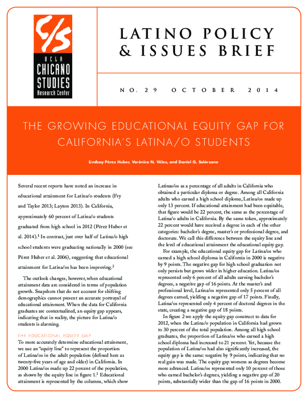 (PDF) The Growing Educational Equity Gap for California's Latina/o ...