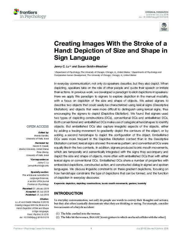 (PDF) Creating Images With the Stroke of a Hand: Depiction of Size and ...