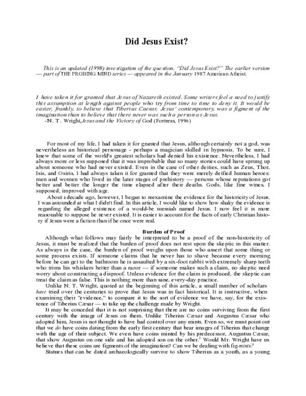 (PDF) Did Jesus Exist