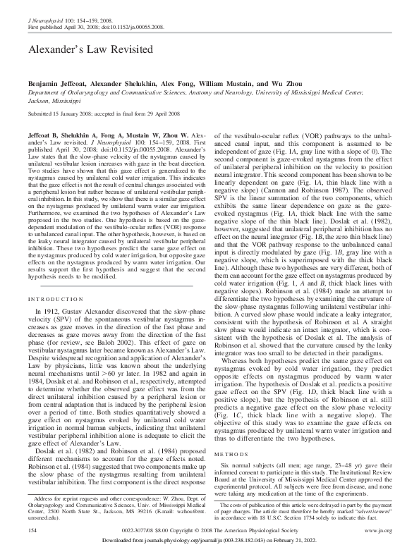 (PDF) Alexander's Law Revisited