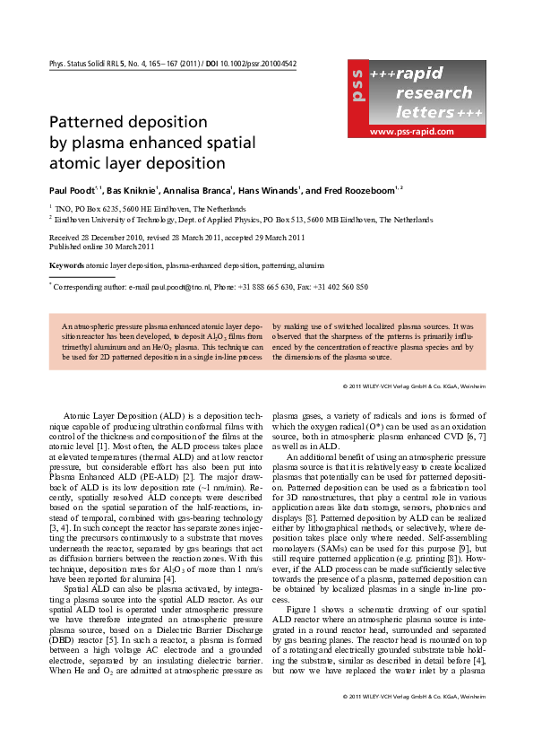 (PDF) Patterned deposition by plasma enhanced spatial atomic layer ...