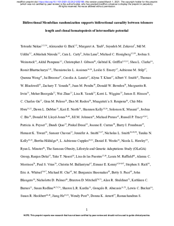 (PDF) Bidirectional Mendelian randomization supports bidirectional ...