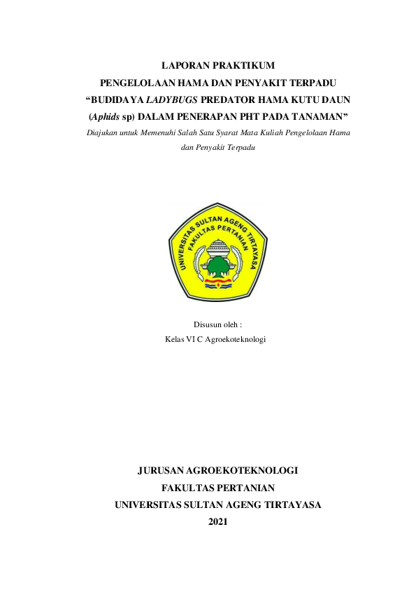 (PDF) LAPORAN PRAKTIKUM PENGELOLAAN HAMA DAN PENYAKIT TERPADU "BUDIDAYA LADYBUGS PREDATOR HAMA ...