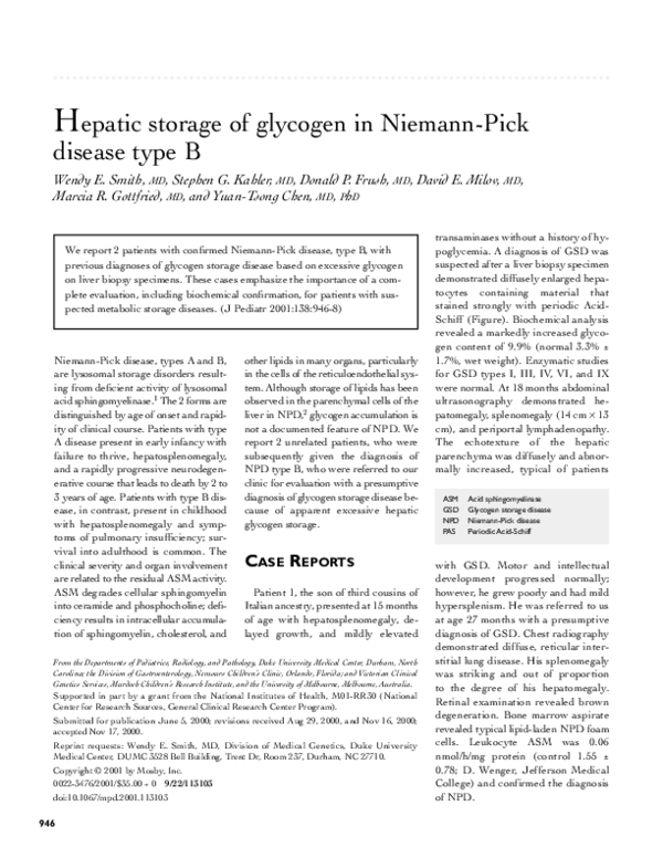 (PDF) Hepatic storage of glycogen in Niemann-Pick disease type B
