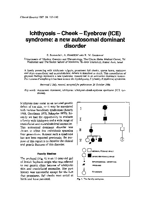 (PDF) Ichthyosis - Cheek - Eyebrow (ICE) syndrome: a new autosomal ...