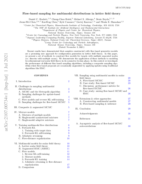 (PDF) Flow-based sampling for multimodal distributions in lattice field theory | Jiunn-Wei Chen ...