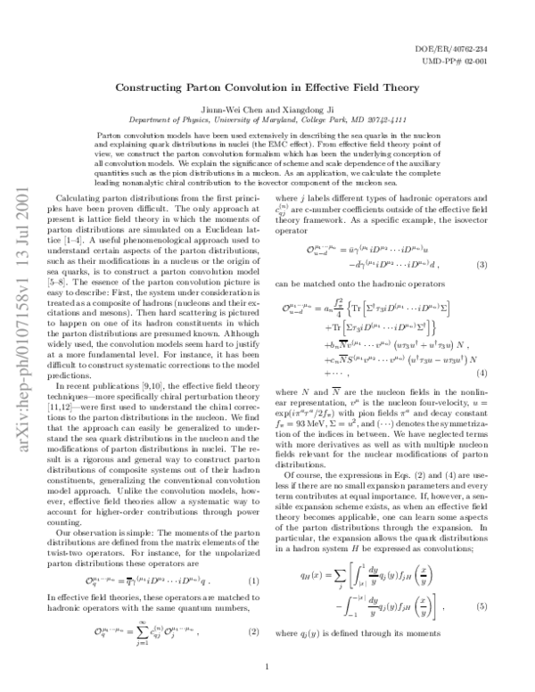 (PDF) Constructing Parton Convolution in Effective Field Theory