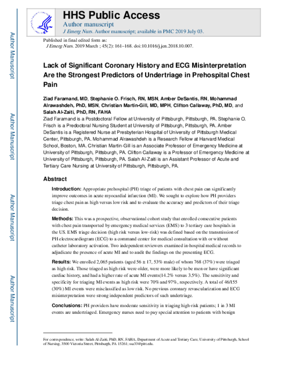 (PDF) Lack of Significant Coronary History and ECG Misinterpretation ...
