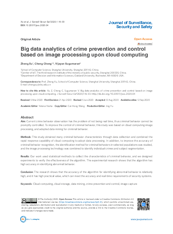 (PDF) Big data analytics of crime prevention and control based on image processing upon cloud ...