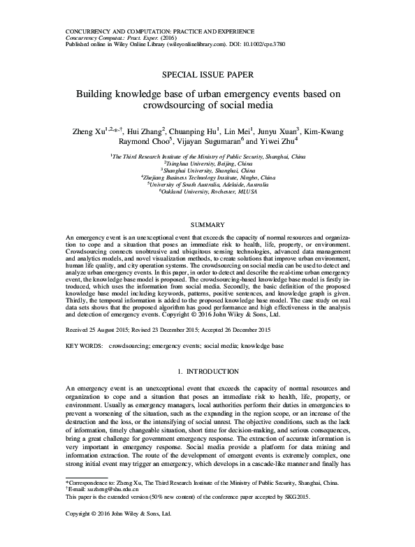 (PDF) Building knowledge base of urban emergency events based on crowdsourcing of social media