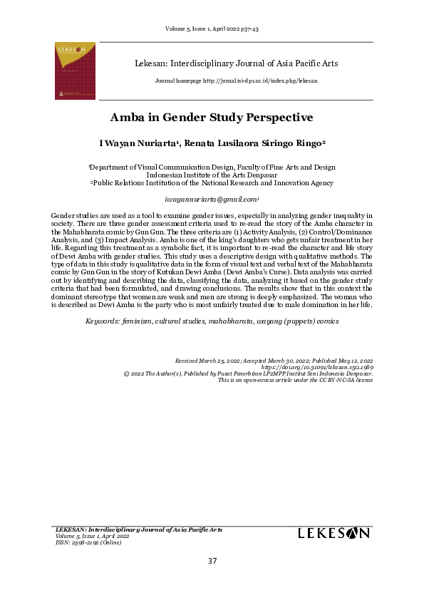 (PDF) Amba in Gender Study Perspective