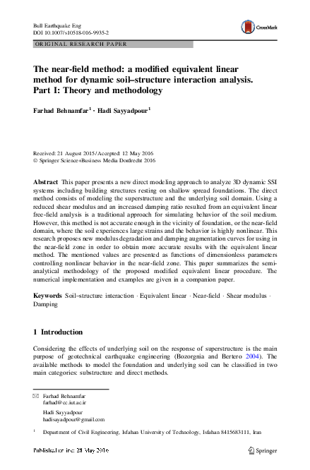 (PDF) The near-field method: a modified equivalent linear method for dynamic soil–structure ...