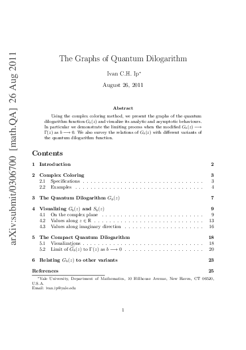 (PDF) The Graphs of Quantum Dilogarithm
