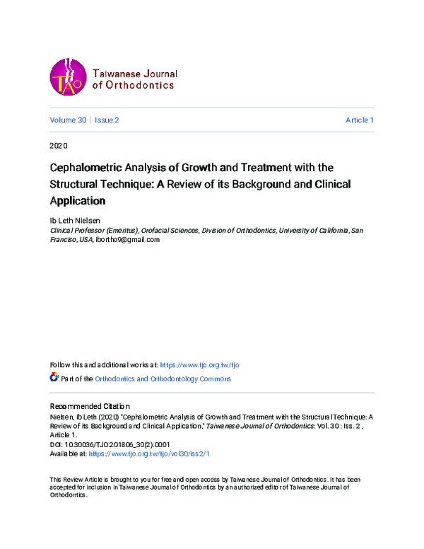 (PDF) Cephalometric Analysis of Growth and Treatment with the Structural Technique: A Review of ...