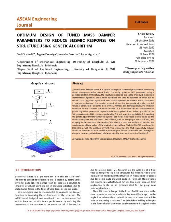 (PDF) Optimum Design of Tuned Mass Damper Parameters to Reduce Seismic Response on Structure ...