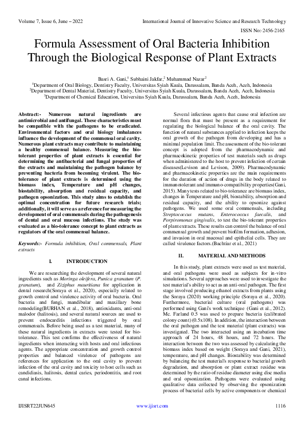 (PDF) Formula Assessment of Oral Bacteria Inhibition Through the ...