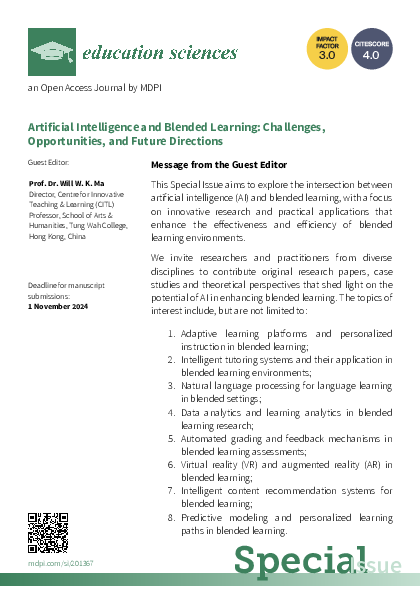 (PDF) Call for paper: Special Issue "Artificial Intelligence and Blended Learning: Challenges ...