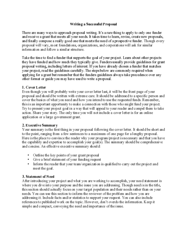 (PDF) Writing a Successful Proposal