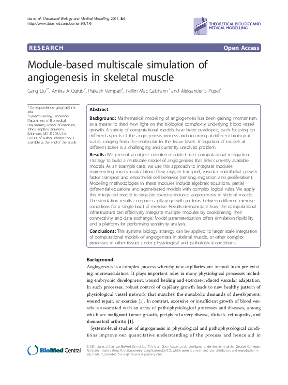 (PDF) Module-based multiscale simulation of angiogenesis in skeletal muscle